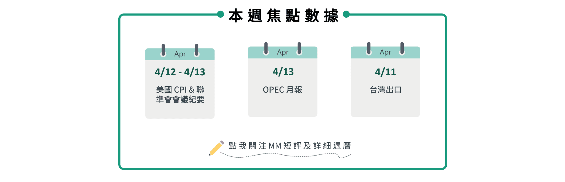 【全球金融】本週重要關注：美國 CPI & 聯準會會議紀要、OPEC 月報、台灣出口（4/10 ~ 4/14） | 部落格 ...